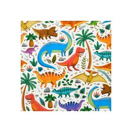 Star Geschenkpapier, Geschenkpapier Dinosaurier Motiv 70cm x 2m Rolle Weiß / Bunt