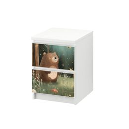 Sunnywall Möbelfolie passend für IKEA Malm Kommode Schrankfolie Aufkleber Kleiner Bär Wald