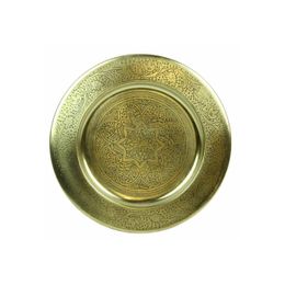 Casa Moro Dekotablett Marokkanisches Serviertablett Nermin aus Metall in Antik Gold look (orientalische Muster)