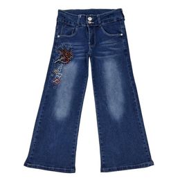 Girls Fashion Schlagjeans Mädchen Jeans Stretch Hose mit Schlag Schlaghose