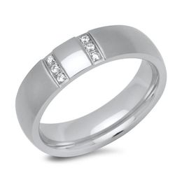 UNIQUE Fingerring Teilpolierter UNIQUE Ring aus Edelstahl mit Zirkonia 6 mm breit