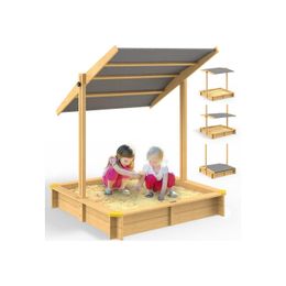 Spielwerk Sandkasten, Samu mit Dach 120x120cm naturbelassenes Holz Füllstand Skala UV 50+