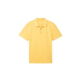 Tom Tailor Herren Poloshirt mit Logo Stickerei, gelb, Uni, Gr. XL