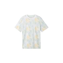 Tom Tailor Herren T-Shirt mit Allover-Print, weiß, Allover Print, Gr. XL