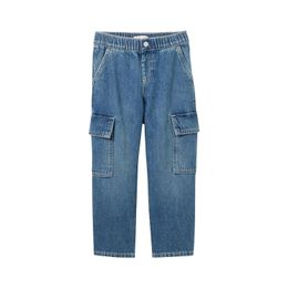 Tom Tailor Jungen Cargo Jeans mit recycelter Baumwolle, blau, Uni, Gr. 110