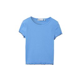 Tom Tailor Denim Damen Ripp T-Shirt mit Bio-Baumwolle, blau, Uni, Gr. XL