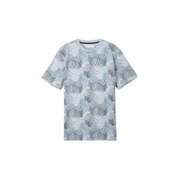 Tom Tailor Herren T-Shirt mit Allover-Print, blau, Allover Print, Gr. XL