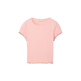 Tom Tailor Denim Damen Ripp T-Shirt mit Bio-Baumwolle, rosa, Uni, Gr. XL
