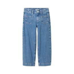 Tom Tailor Mädchen Wide Leg Jeans mit Bio-Baumwolle, blau, Uni, Gr. 110