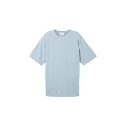 Tom Tailor Herren T-Shirt mit Struktur, blau, Uni, Gr. XL