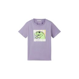 Tom Tailor Jungen T-Shirt mit Bio-Baumwolle, lila, Uni, Gr. 116/122