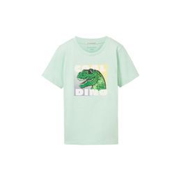 Tom Tailor Jungen T-Shirt mit Bio-Baumwolle, grün, Uni, Gr. 116/122