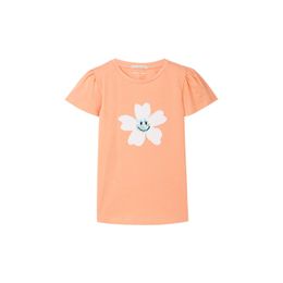 Tom Tailor Mädchen T-Shirt mit Bio-Baumwolle, orange, Print, Gr. 104/110
