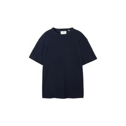 Tom Tailor Herren T-Shirt mit Struktur, blau, Uni, Gr. L