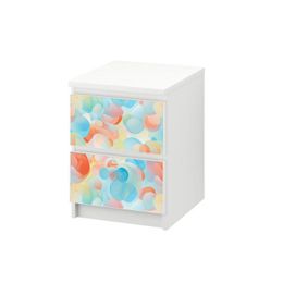 Sunnywall Möbelfolie passend für IKEA Malm Kommode Schrankfolie Aufkleber mit Pastellkreise