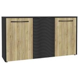 Sideboard FORTE Sideboards Gr. B/H/T: 164,2cm x 88,8cm x 42cm, schwarz (schwarz, mauvella eiche, terra)