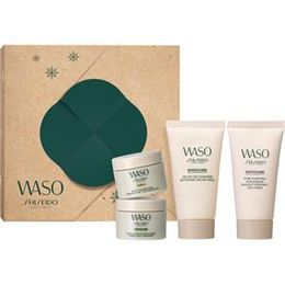 Shiseido Gesichtspflegelinien WASO Geschenkset SHIKULIME Gel-to-Oil Cleanser 30 ml + SHIKULIME Mega Hydrating Moisturizer 15 ml + YUZU-C Beauty Sleeping Mask 15 ml + SATOCANE Pore Purifying Scrub Mask 30 ml