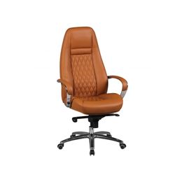 AMSTYLE CHILLROI B&uuml;rostuhl Austin Echtleder Caramel Schreibtischstuhl Chefsessel Drehstuhl mit Synchronmechanik