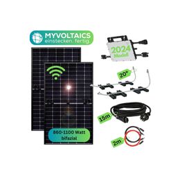 MYVOLTAICS MyCarport 880+ Watt Balkonkraftwerk Steckerfertig Komplettset bifazial, Flachdach, Garage, Carport, WIFI WR 800W