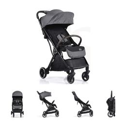 Cangaroo Kinderwagen easy Fold Buggy Alu Sonnendach verstellbar, faltbar, Korb grau