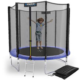 KINETIC SPORTS Trampolin Outdoor 'Salto Plus' &Oslash; 183/244/305/366/400/430/490 cm - Komplett-Set f&uuml;r Kinder, USA Sprungtuch, Netz, Randpolster, Leiter - bis zu 160kg Blau-2 &Oslash; 183 cm &Oslash; 183 cm, Blau-2