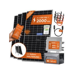 2000W + Anker 2 PRO Solarway&reg; All In One Balkonkraftwerk mit Speicher 2000W komplett Steckdose - 1,6 kWh Anker Solix 2 PRO Speicher - Solaranlage Komplettset - 500W bifaziale Solarmodule & Anker Speicher & Zubeh&ouml;r