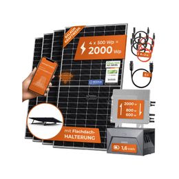 2000W + Anker 2 PRO Solarway&reg; All In One Balkonkraftwerk mit Speicher 2000W komplett Steckdose - 1,6 kWh Anker Solix 2 PRO Speicher - Solaranlage Komplettset - 500W bifaziale Solarmodule & Anker Speicher & Zubeh&ouml;r