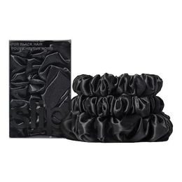 Slipsilk - Back To Basics - Haargummis Aus Reiner Seide Schwarz - scrunchies Midi / Large Black