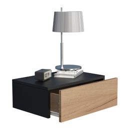 Vcm Holz Wandschublade Nachtschrank Wandboard Schublade Konsole Nachttisch Usal M 45 cm (Farbe: Schwarz / Honig-Eiche)