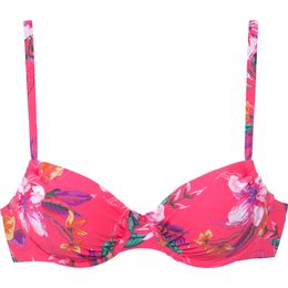 Lascana Malia Bikini-Oberteil, Raffungen, floral, für Damen, pink, 42C