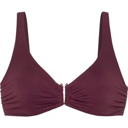 Lascana Simple Bikini-Oberteil, Raffungen, für Damen, rot, 38E