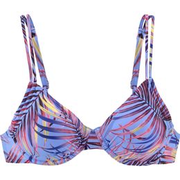 Lascana Breese Bikini-Oberteil, Doppelträger, floral, für Damen, blau, 42C