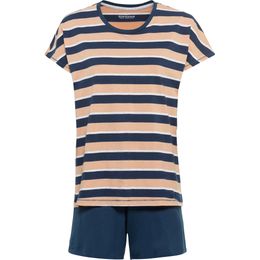 Schiesser Casual Essentials Shorty, Baumwolle, 2-teilig, für Damen, blau, 46