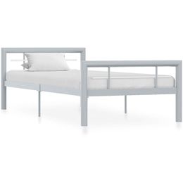 Bettgestell,Schlafzimmerbett Grau und Weiß Metall 90×200 cm vidaXL