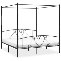 Himmelbett-Gestell Schwarz Metall 200 x 200 cm Vidaxl Schwarz