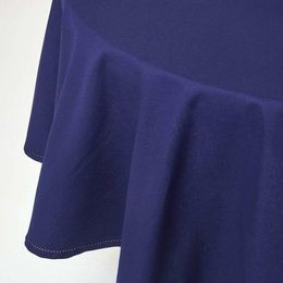 Homescapes - Tischdecke aus 100% Baumwolle, 180 cm rund, marineblau - Marineblau
