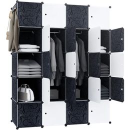 Kleiderschrank Kunststoff Garderobenschrank Schlafzimmer Kombischrank Regalsystem mit Tür und Kleiderstange Portable faltschrank (20 Würfel) Hengmei