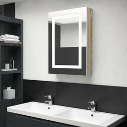LED-Spiegelschrank, Badschrank mit Spiegel, Badezimmerschrank fürs Bad Weiß und Eichen-Optik 50x13x70 cm KLI82841 MAISONCHIC