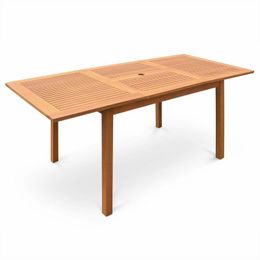 Sweeek - Ausziehbarer Gartentisch aus Holz , 6 Stühle - Holzfarben