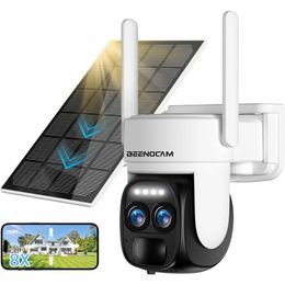Qiedie - 8X Hybrid Zoom] 4K 5Dbi Solar Wireless Outdoor WiFi Überwachungskamera 360° ptz Akku IP-Kamera mit Solarpanel ai Menschenerkennung