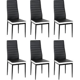 Esszimmerstühle 6er Set, Barstuhl Küchenhocker Kunstleder schwarz+weiß - WYCTIN