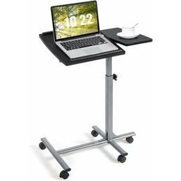 Goplus - Hoehenverstellbarer Laptoptisch, Mobiler Laptopstaender, Notebook Staender mit 5 Raedern, für Laptop Beamer Maus, für Arbeitszimmer
