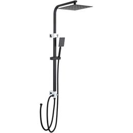 Auralum Schwarz Moderne Design Duschset Duscharmatur Duschsystem mit Regendusche und Duschkopf Handbrause für Badezimmer, ohne Armatur