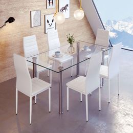 WYCTIN - 4x Esszimmerstühle, Kunstleder - Küchenstuhl, Freischwinger, Armlehnstuhl -Weiß