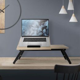 ML-Design Laptoptisch für Bett/Sofa, Eiche, aus Holz, höhenverstellbar & klappbar, 4 Neigungswinkel, Lapdesks für Lesen & Frühstück, Laptopständer mit
