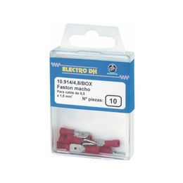 Box 10 Isolierte Faston-Steckklemmen für Kabel 0,5-1,5 mm² 6,35 mm Farbe Rot Hülse Electro Dh 10.914/6.3/R/BOX 8430552088188