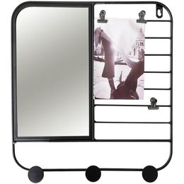 Mojawo Garderobe mit Spiegel, Fotoklammern und Haken Metall-M980479
