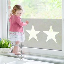 MICASIA Fensterfolie - Sichtschutz Fenster - Große weiße Sterne auf grau - Fensterbilder Grau Größe HxB: 36cm x 70cm