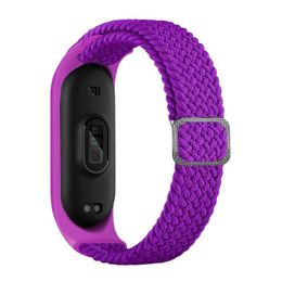 Strap Stoff Ersatzarmband kompatibel mit Xiaomi Mi Band 6 / 5 / 4 / 3 geflochtenes Stoffarmband Lila