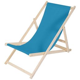 Strandliege Liegestuhl Gartenliege Klappbar Sonnenliege Holz Faltbar Blau Outdoor-Möbel Erholung Terrasse verstellbare Rückenlehne Armlehnen - Melko